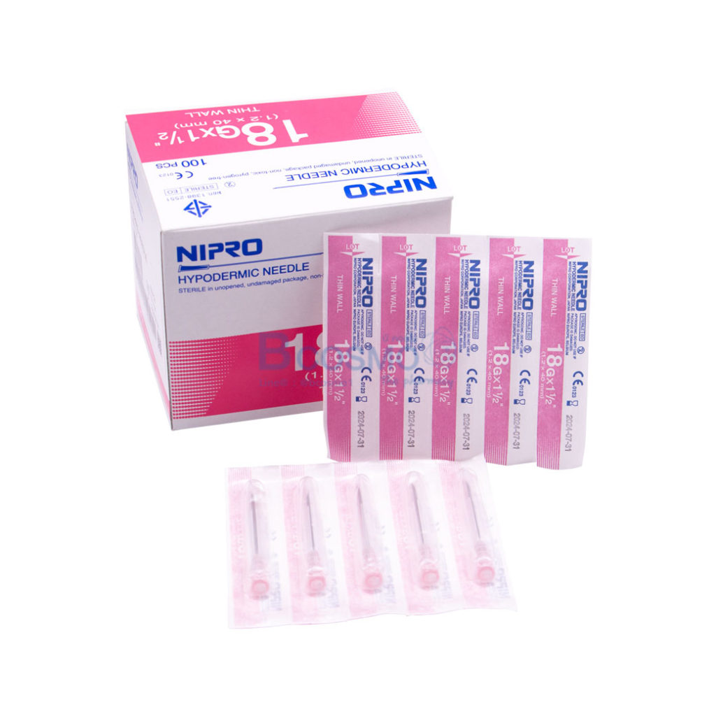 เข็มฉีดยา NIPRO 18Gx1 1/2 นิ้ว 1/100 ชิ้น - จำหน่ายเครื่องมือแพทย์ ...