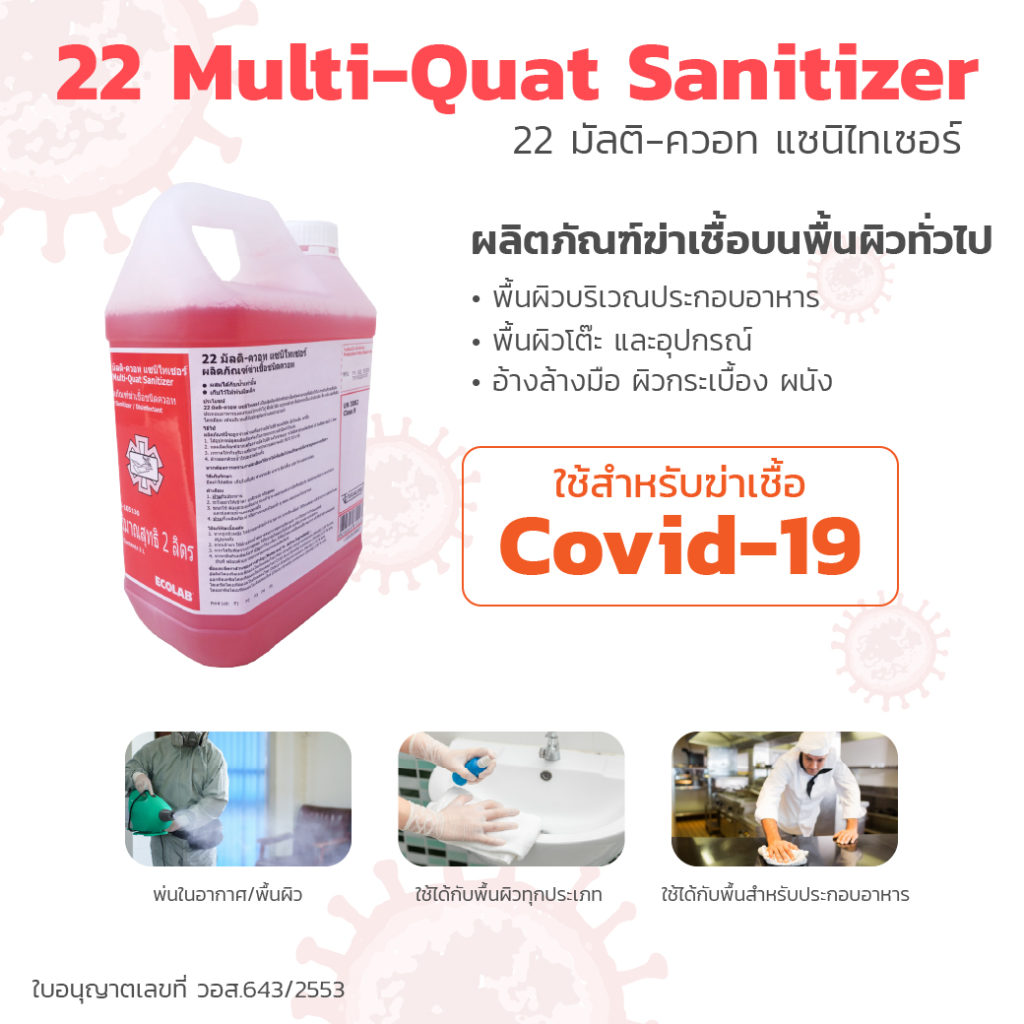 22 มัลติ-ควอทแซนิไทเซอร์ 22 Multi-Quat Sanitizer 2 l. - Bcosmo จำหน่าย ...