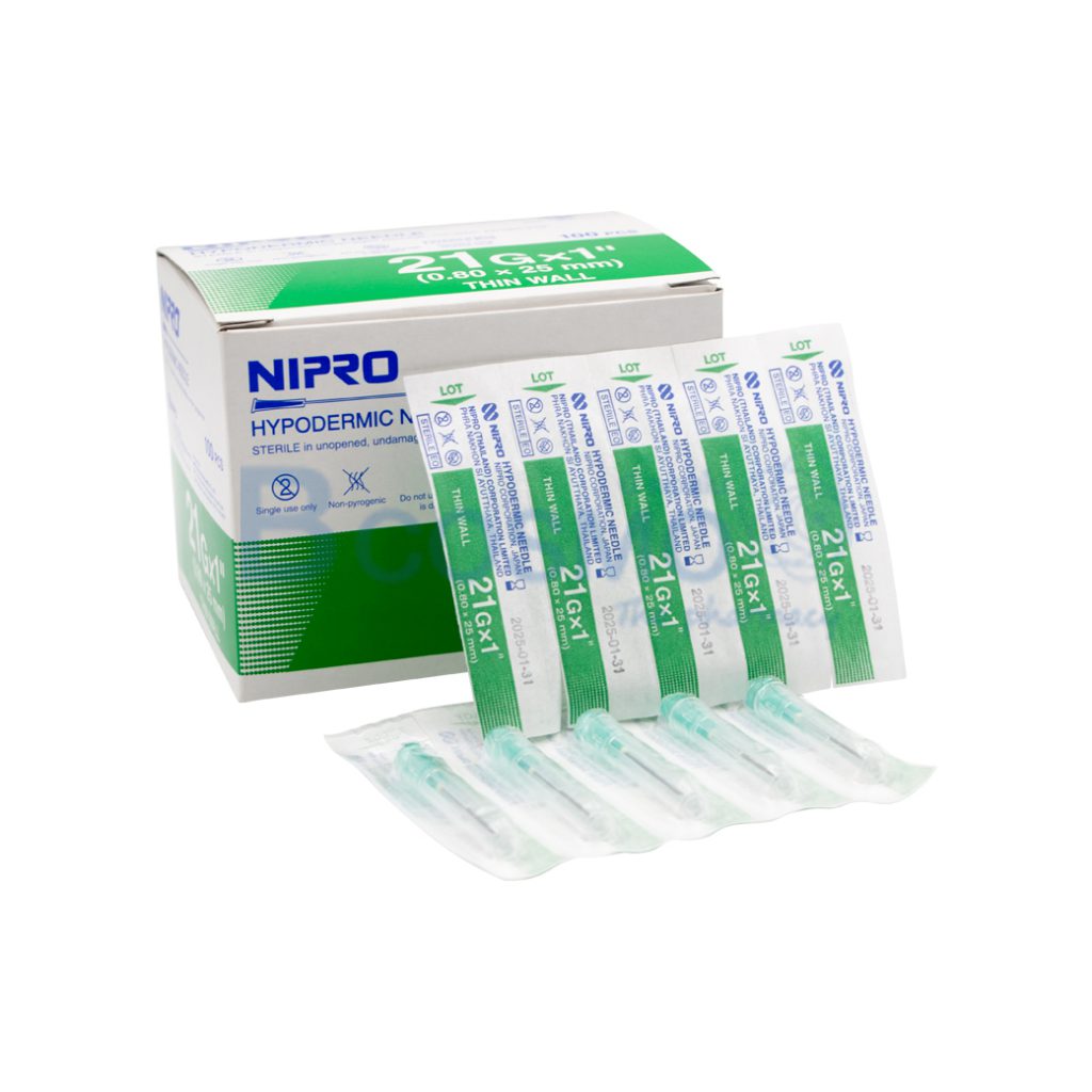 เข็มฉีดยา NIPRO 21G x 1" [100 ชิ้น/กล่อง] - Bcosmo จำหน่ายเครื่องมือแพทย์ อุปกรณ์ผู้ป่วย รถเข็น ...